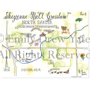 Watercolor Map Sheyenne Grassland North Dakota - Digital Download ...