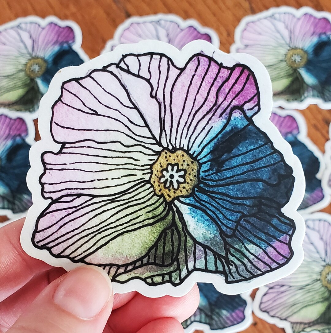 Rainbow Flower Sticker Created From and Original Watercolor Painting ...