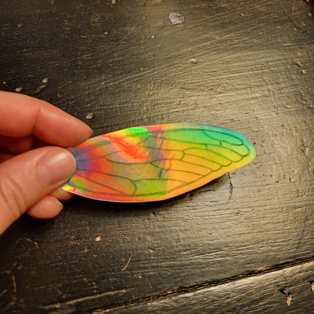 Holographic Cicada Wing Sticker Created From Original Painting -die-cut ...