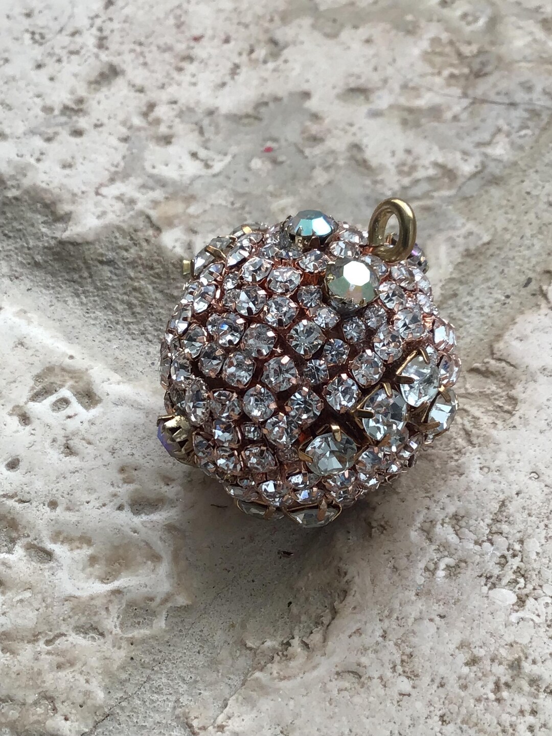 Small Orb, 1 1/2”, Rose Gold Color, Jewelled Vintage/new Rhinestone ...