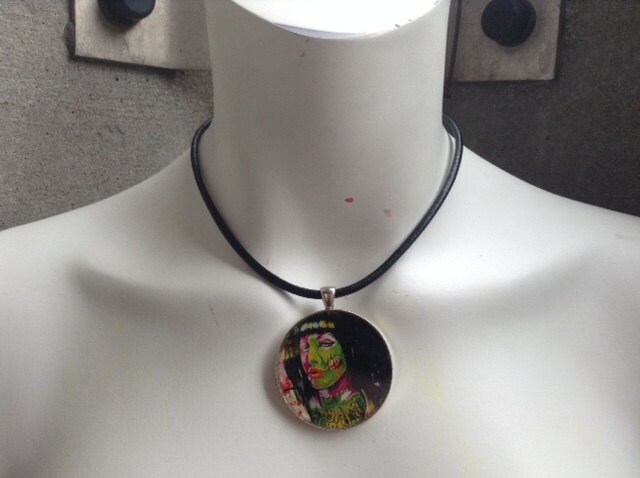 ZOMBIE Original Artwork Large Vibrant Colour Circle Resin Pendant ...