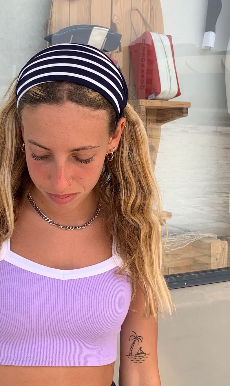 Nautical Striped Wide Headband for Women – Red White, Navy Blue White ...