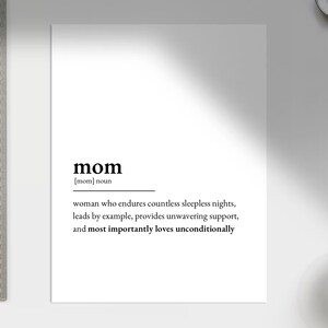 Definition of Mom Printable Sign - 4 Sizes Included - Gift for Mom ...