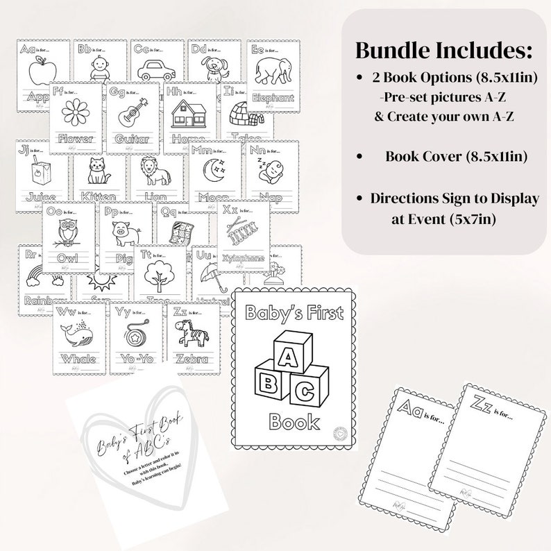 ABC Baby Book: Gender Neutral Baby Shower Activity (PDF) - Etsy