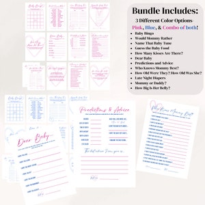 Baby Shower / Gender Reveal Activity Bundle - 12 Activities - 3 Color ...