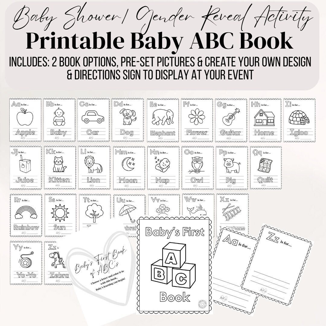 ABC Baby Book: Gender Neutral Baby Shower Activity (PDF) - Etsy