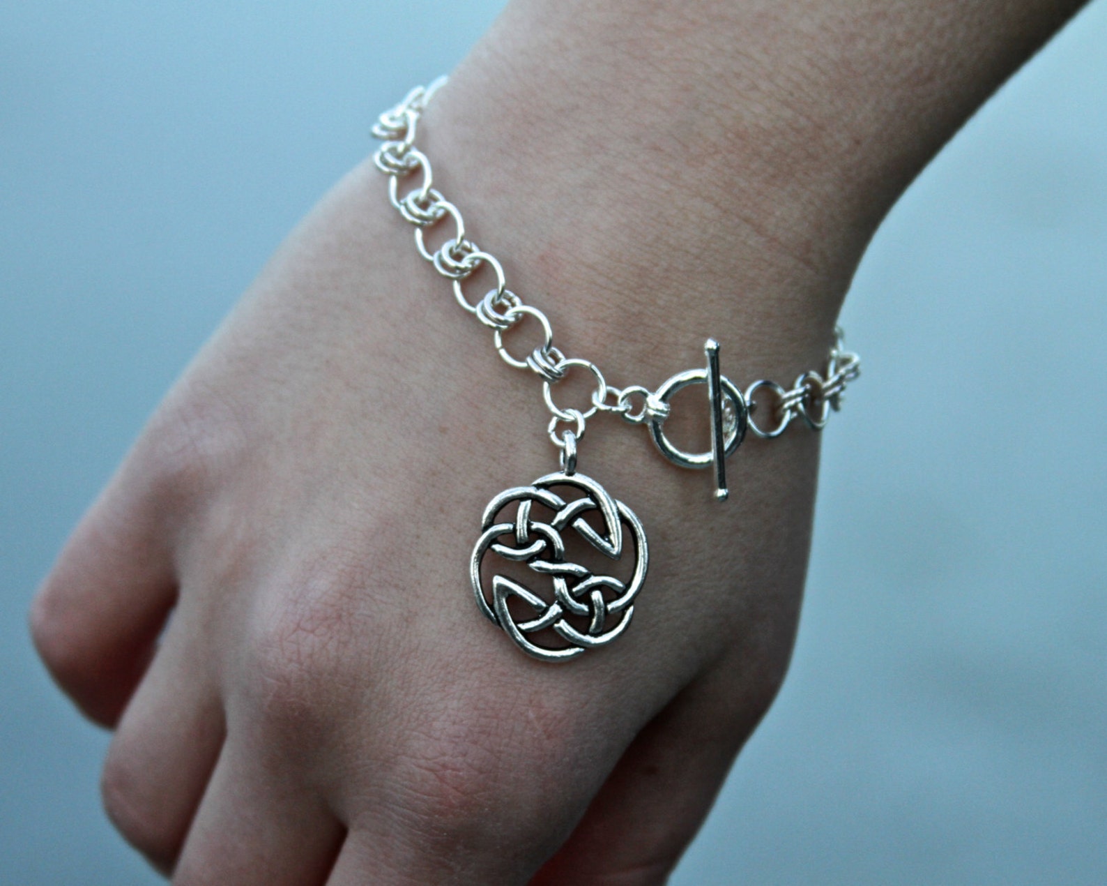 Silver Celtic Bracelet With Celtic Design Charm - Etsy