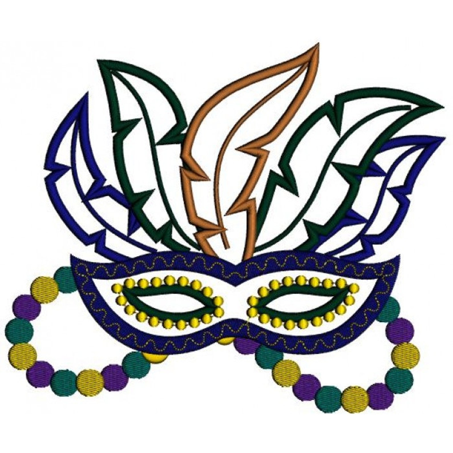 Mardi Gras Fancy Mask With Feathers Applique Machine Embroidery ...