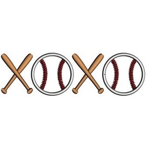 Baseball Bats and Ball XOXO Applique Machine Embroidery Digitized ...