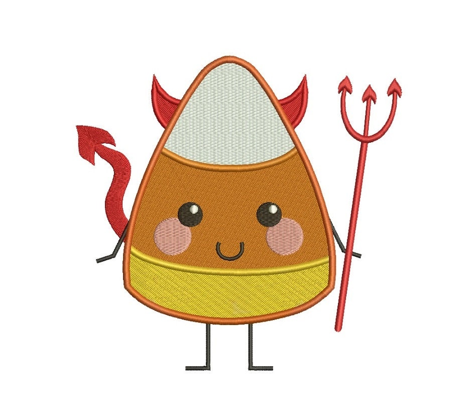 Devil Candy Corn Halloween Filled Machine Embroidery Digitized | Etsy
