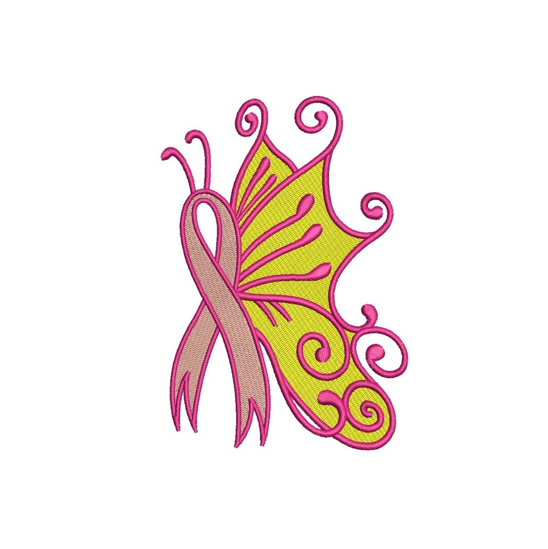 Support Breast Cancer Butterfly Machine Embroidery Digitized Design ...