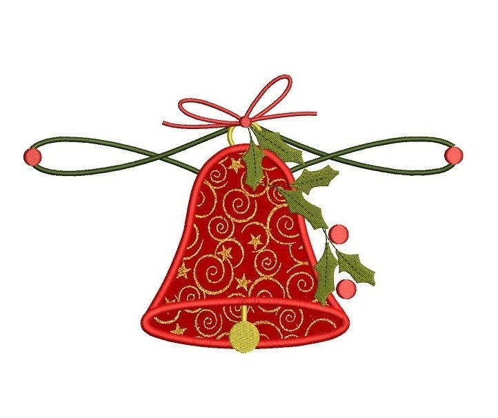 Fancy Christmas Bell Applique Machine Embroidery Digitized | Etsy