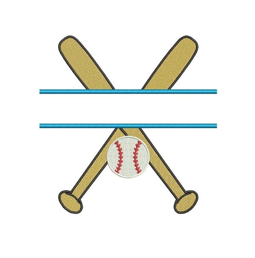 Baseball Bats Split Crossed With a Baseball Design Machine Embroidery ...