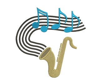 Saxophone Applique Music Machine Embroidery Digitized Design | Etsy