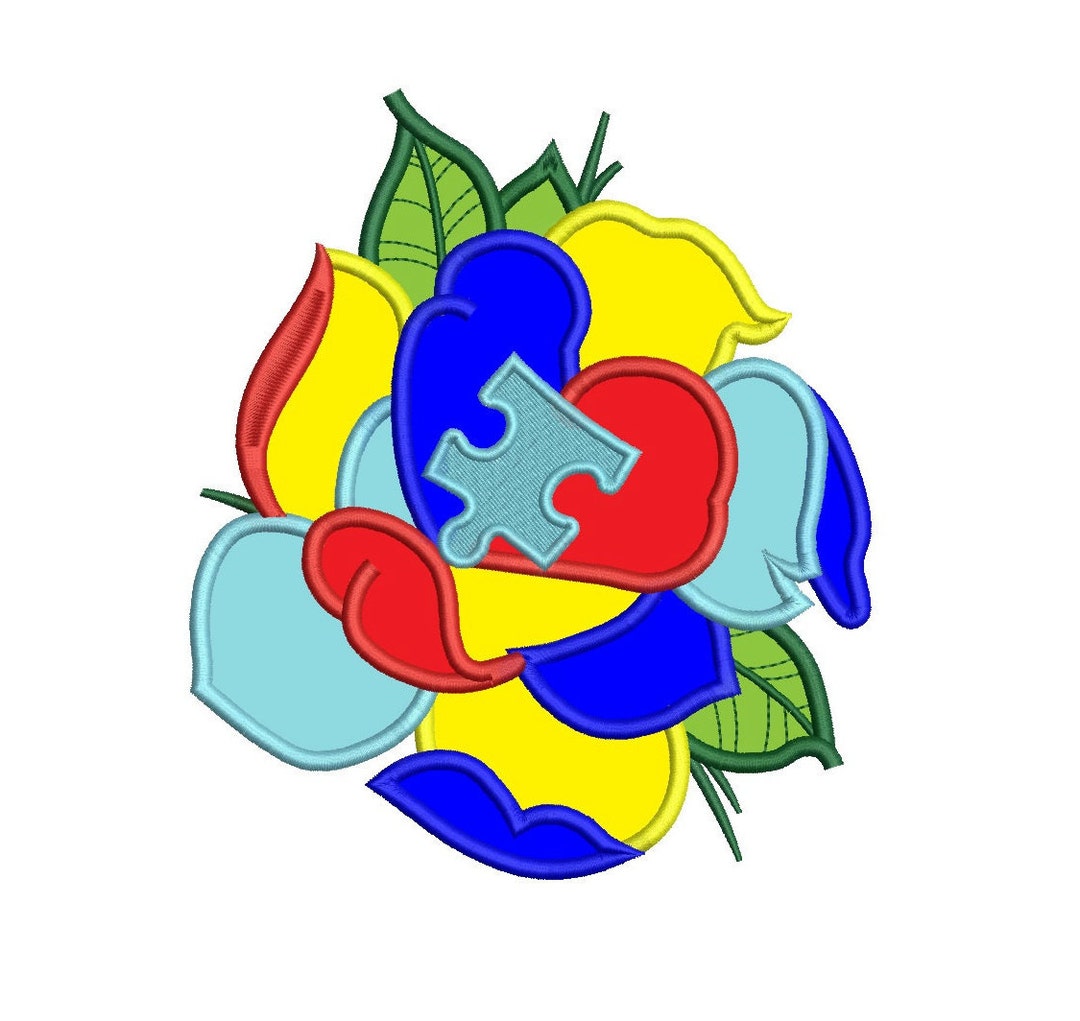 Autism Awareness Rose Applique Machine Embroidery Digitized Design ...