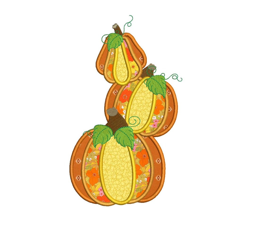 Stacked Pumpkins Halloween Applique Machine Embroidery Digitized Design ...