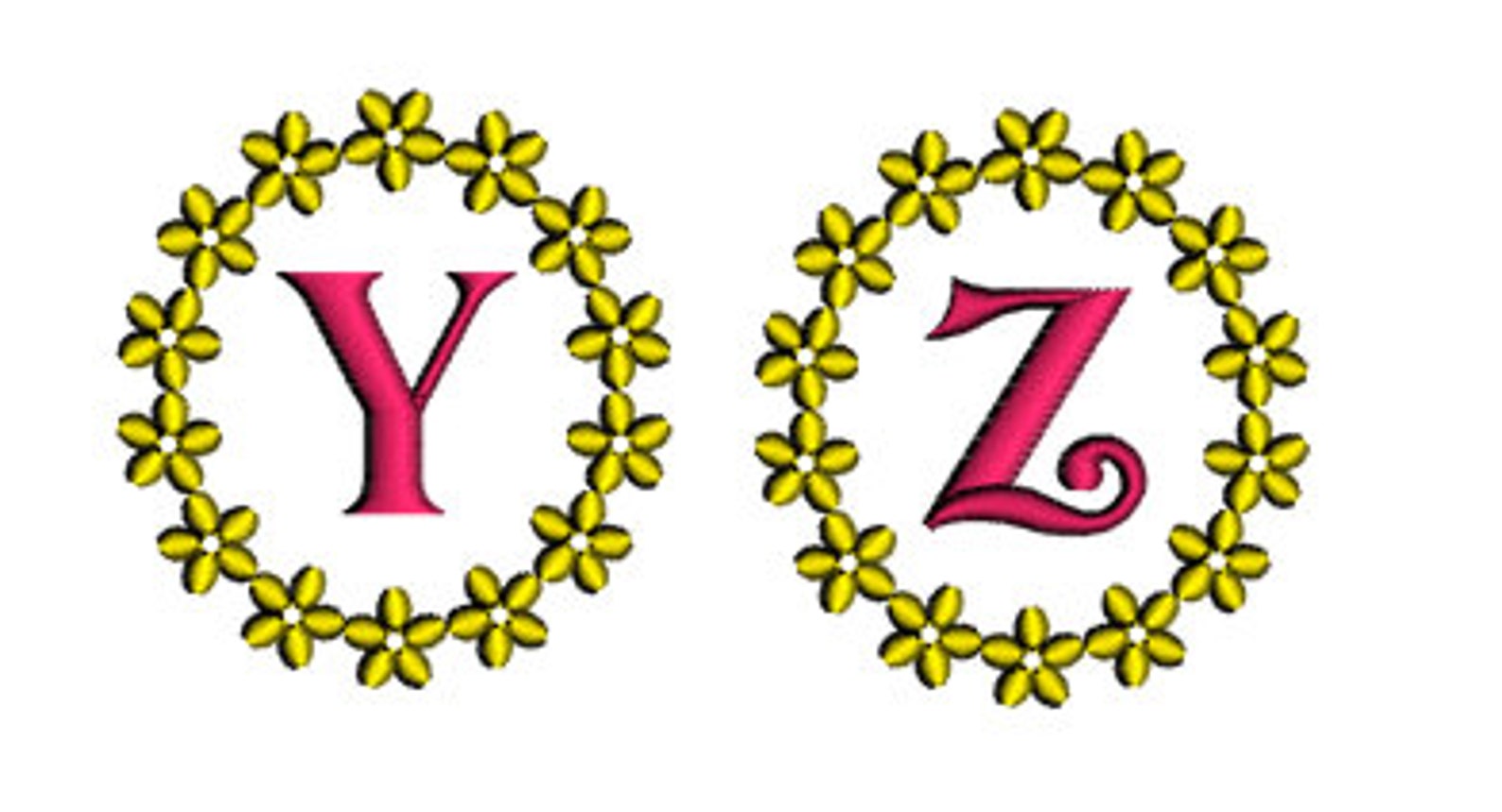 Instant Download Flower Border Monogram (A-Z) Machine Embroidery Font ...