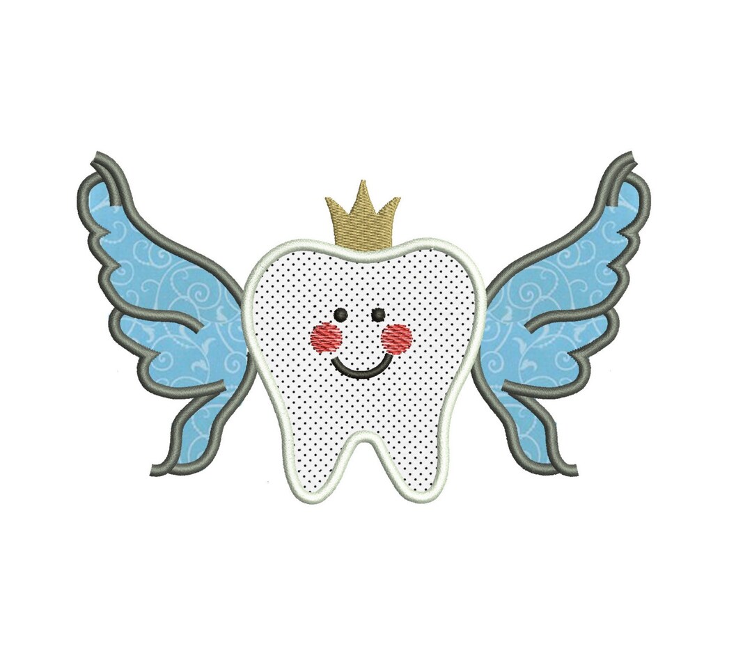 Tooth With Wings Applique Machine Embroidery Digitized Design Design ...