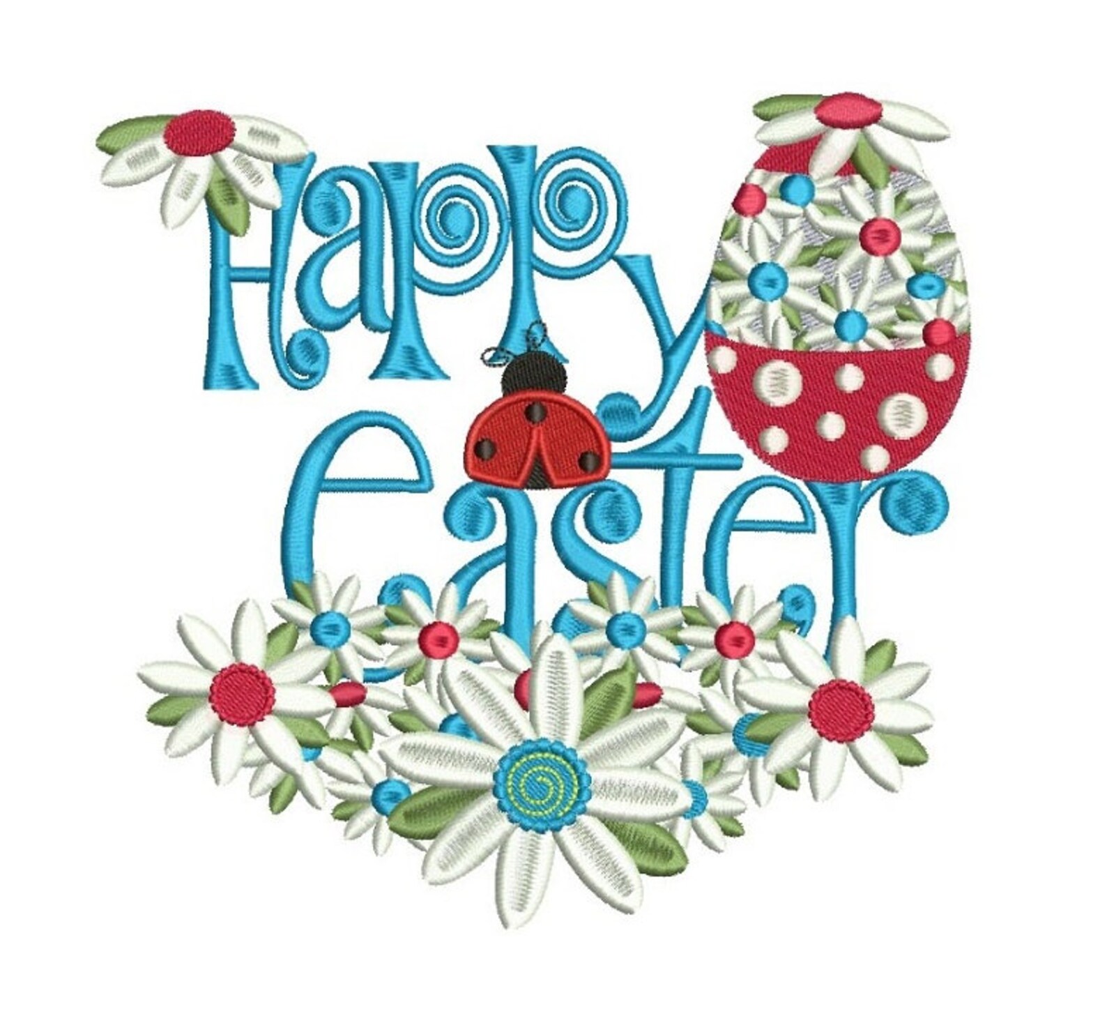 Happy Easter Egg With Flowers and Ladybug Filled Machine | Etsy