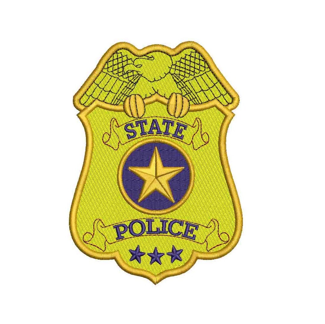 State Police Badge Filled Machine Embroidery Digitized Design Pattern ...