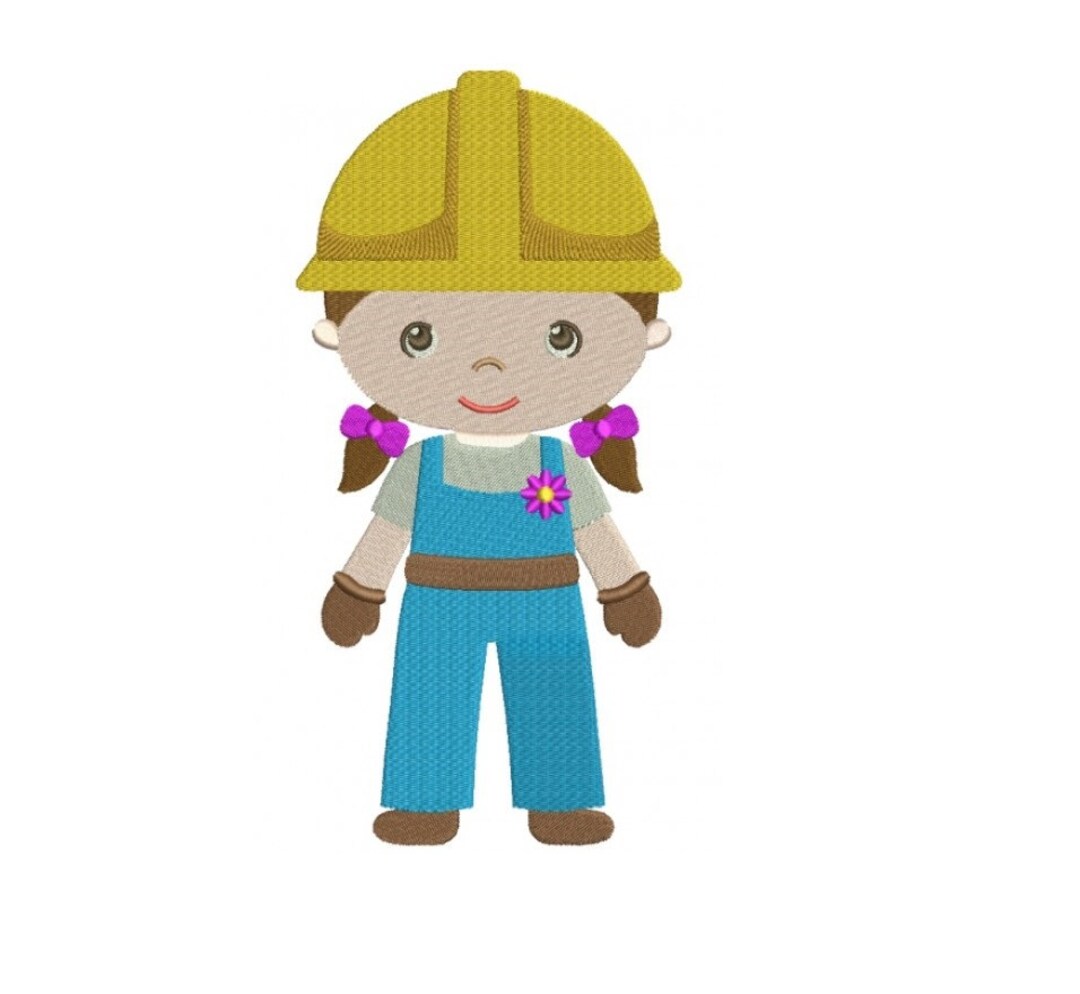 Girl Construction Worker Filled Machine Embroidery Digitized Design ...