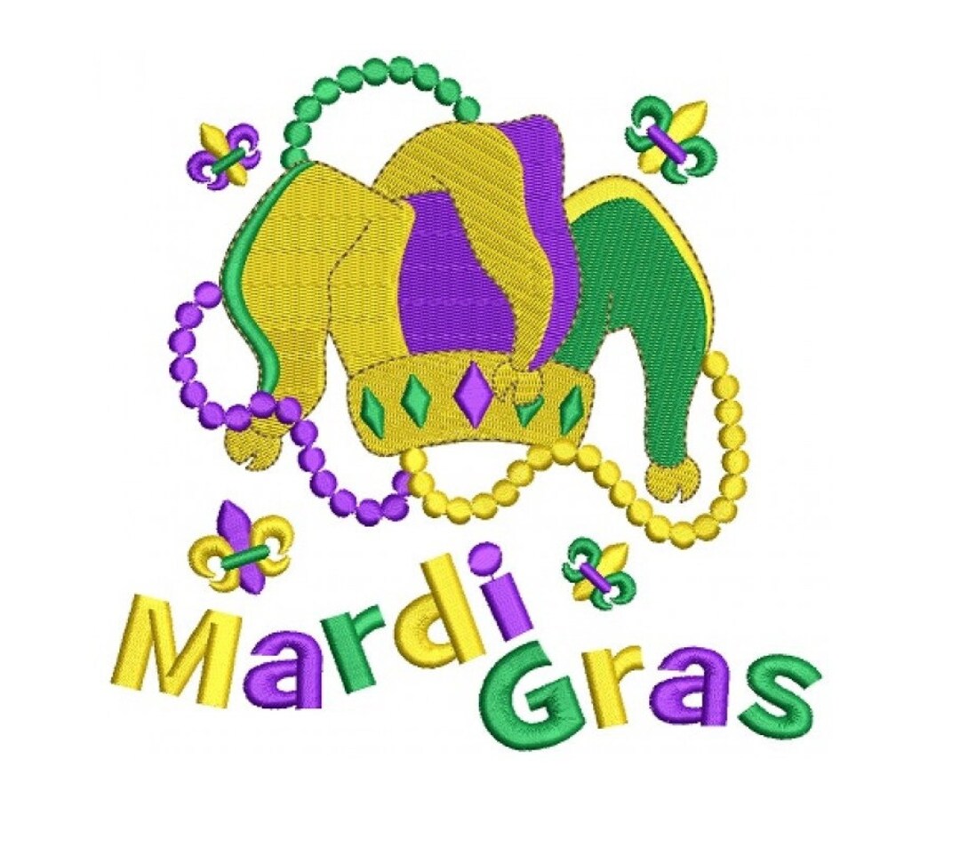 Jester Hat Mardi Gras Filled Machine Embroidery Digitized Design ...