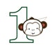First Birthday Number 1 Monkey Design Machine Embroidery Digitized ...