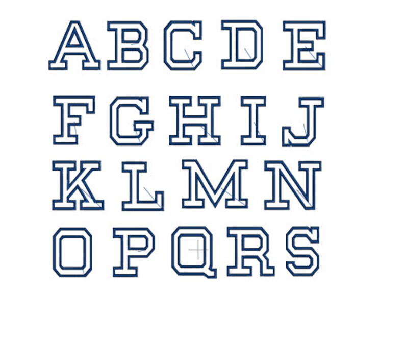 College Embroidery Font Script Instant Download upper | Etsy