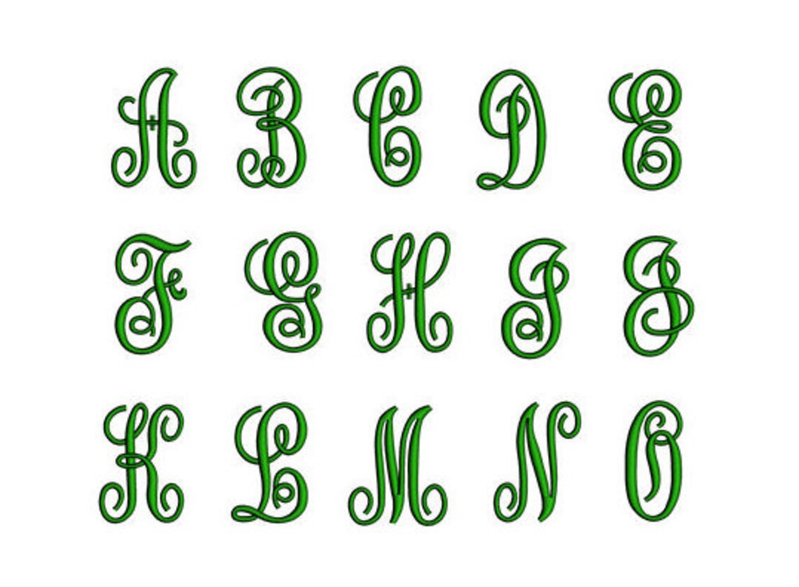 Fancy Monogram Embroidery Font Upper Case Satin Stitch Digitized ...