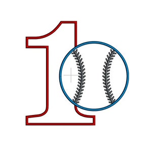 First Birthday Number 1 Baseball Design Machine Embroidery Digitized ...