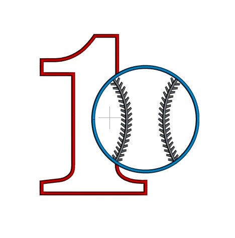 First Birthday Number 1 Baseball Design Machine Embroidery Digitized ...