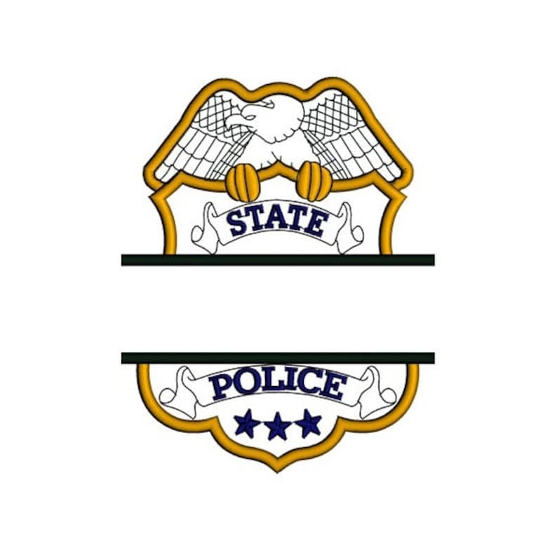State Police Badge Applique Split Machine Embroidery Digitized Design ...
