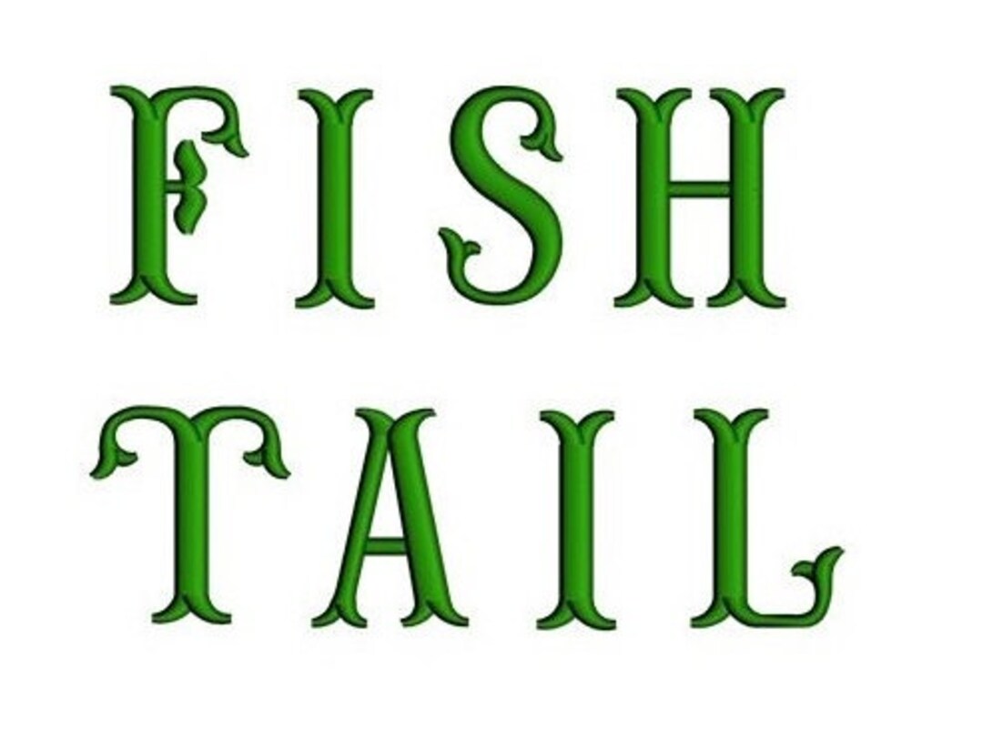 Fish Tail Monogram Embroidery Font Upper Case Satin Stitch Digitized ...