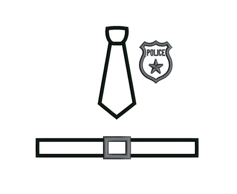 Police Tie Belt and a Badge Applique Embroidery Digitized - Etsy