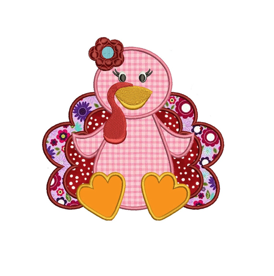 Cute Girl Turkey Thanksgiving Applique Machine Embroidery Digitized ...