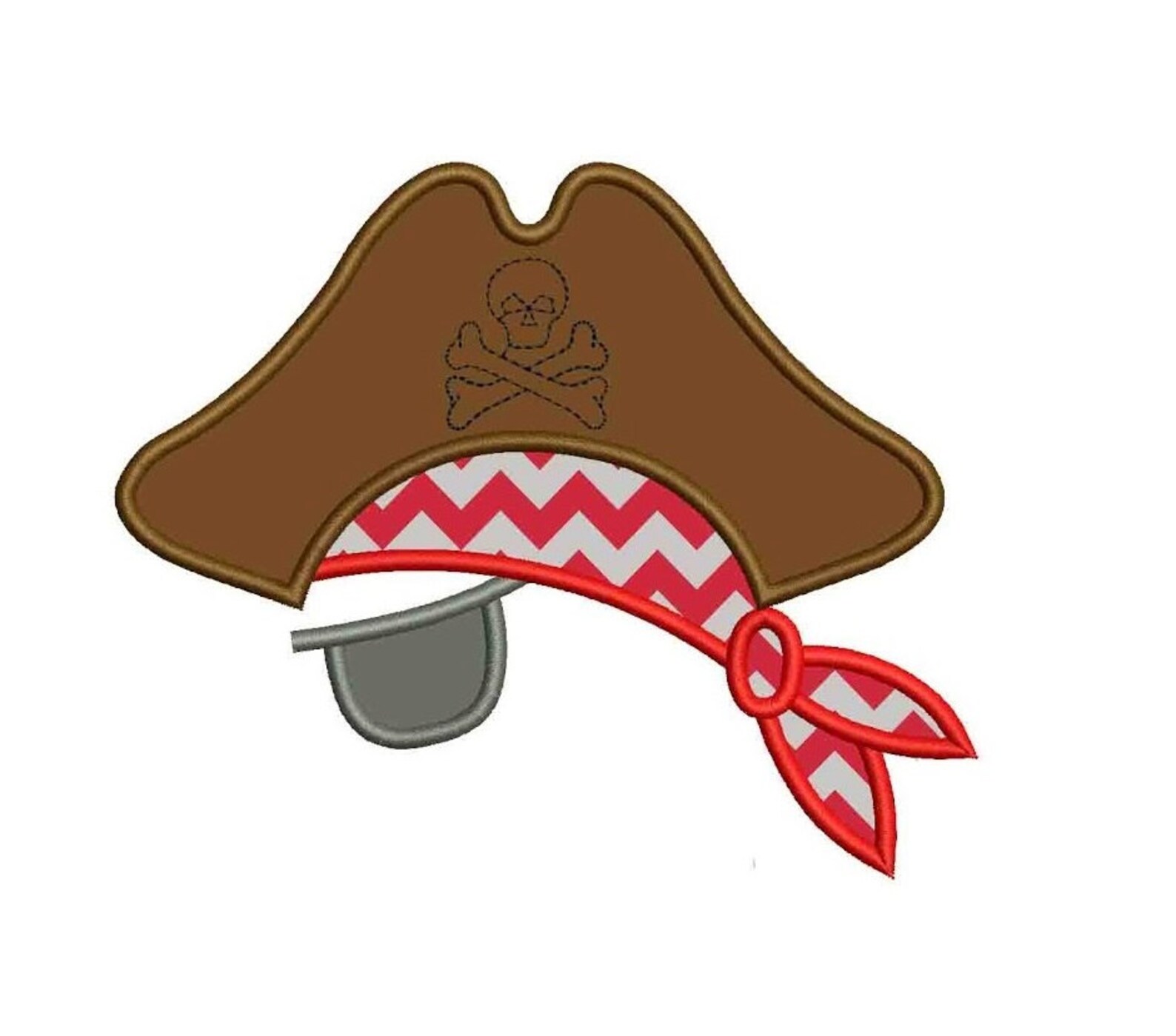 Pirate Hat Applique With an Eye Patch Machine Embroidery - Etsy