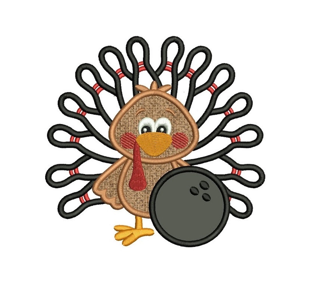 Bowling Turkey Thanksgiving Applique Machine Embroidery Digitized ...