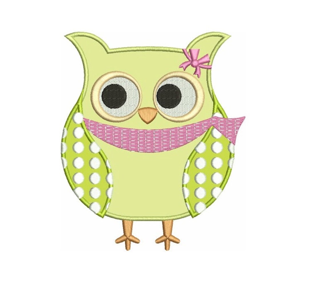Owl Bird Applique With Polka Dots Machine Embroidery Digitized Design ...