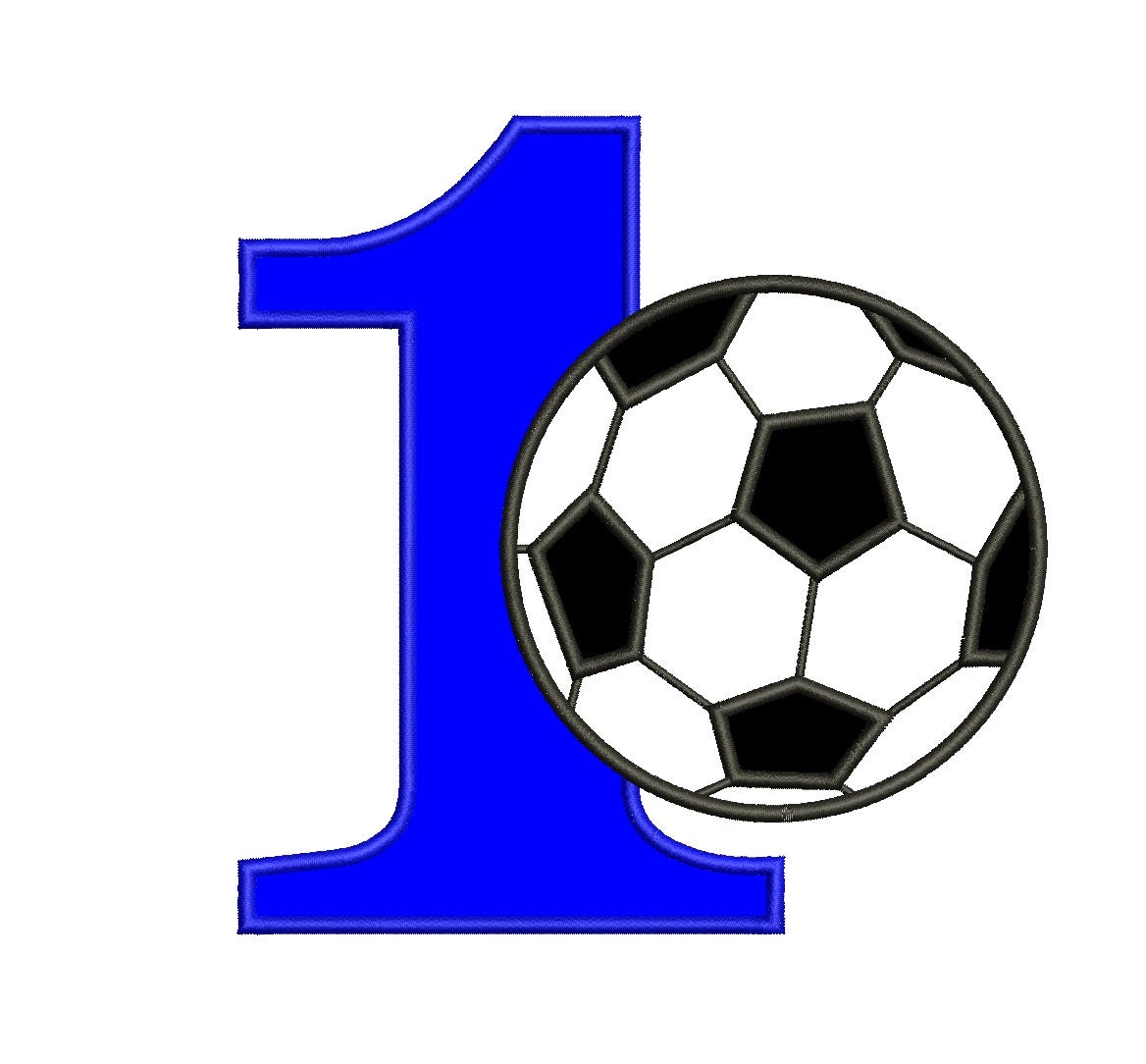 First Birthday Number 1 Soccer Ball Design Machine Embroidery Digitized ...
