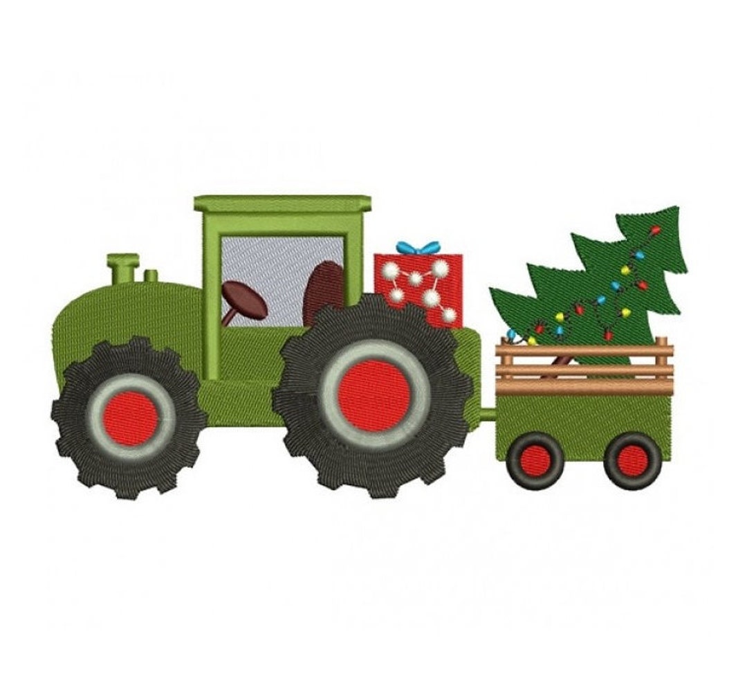 Tractor Christmas Tree Filled Machine Embroidery Digitized Design ...
