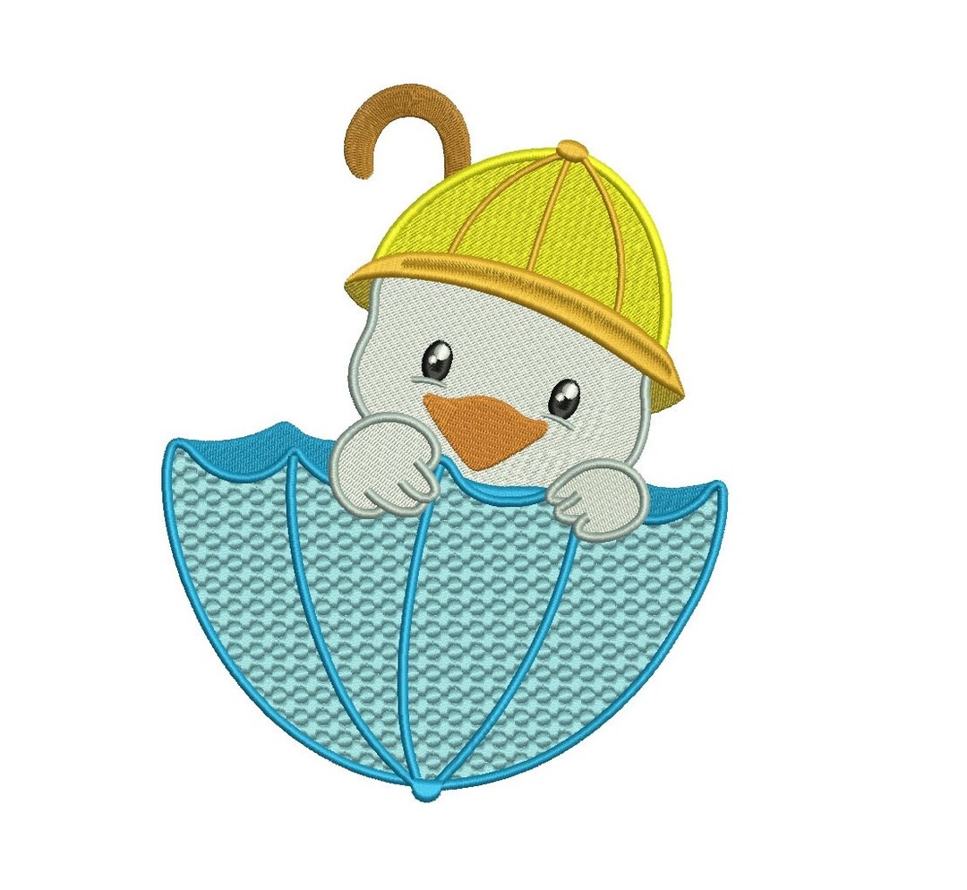 Baby Duck Inside Umbrella Machine Embroidery Filled Design Digitized ...