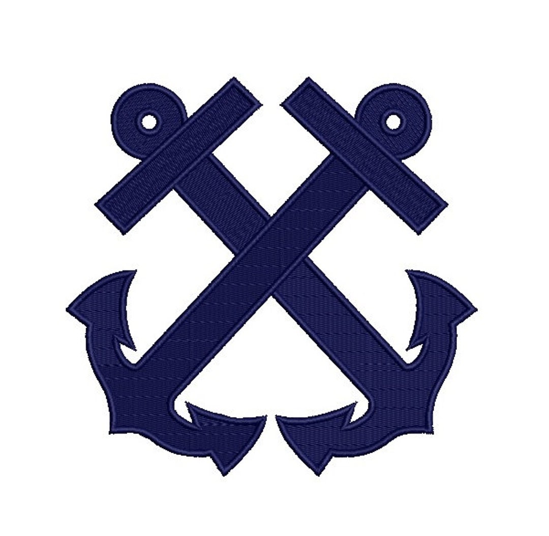 Two Anchors Filled Machine Embroidery Digitized Design Pattern ...