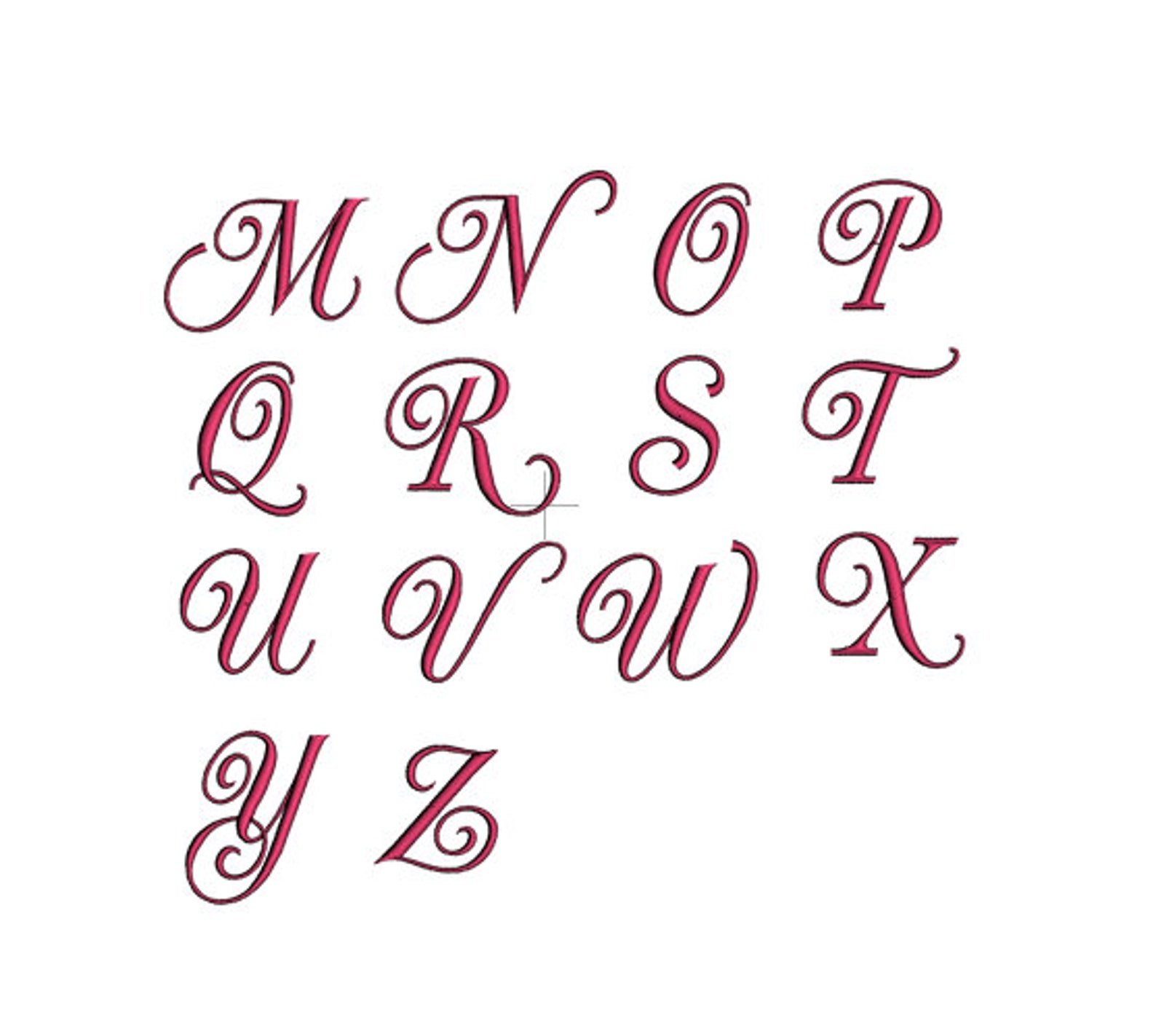 Fancy Curly Monogram Script Font 1,2,3 Inches upper Case in 11 Formats ...