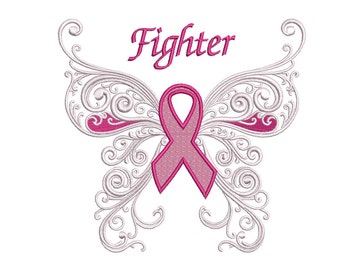 Survivor Breast Cancer Butterfly With Wings Machine Filled Embroidery ...