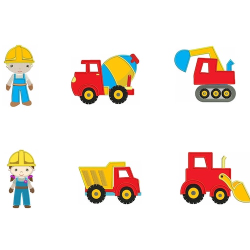 Construction Set Machine Embroidery Applique Boy Design - Etsy