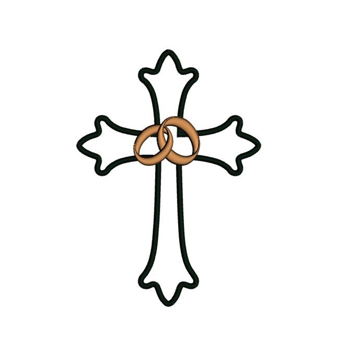 Two Wedding Rings Cross Applique Machine Embroidery Digitized - Etsy