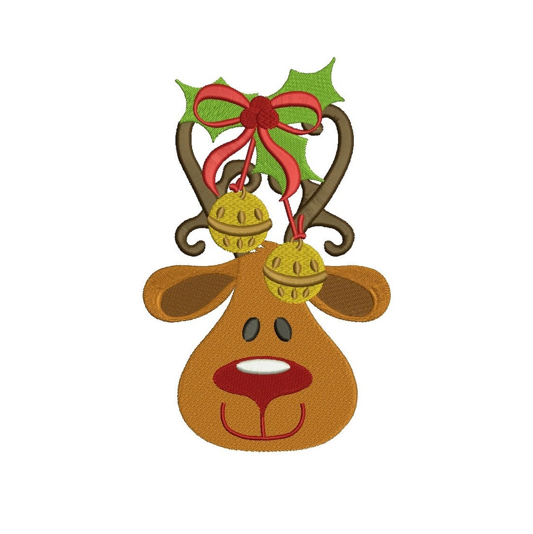 Rudolph Reindeer Christmas Filled Embroidery Digitized Design Pattern ...