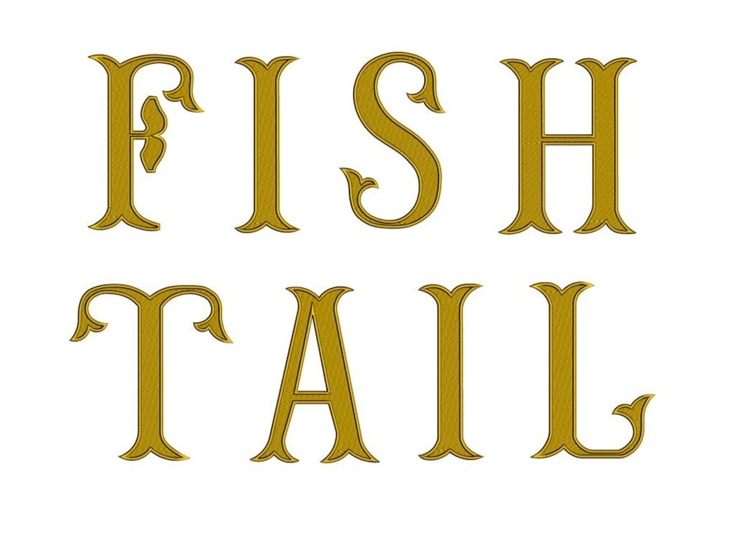 Large Fish Tail Monogram Embroidery Font Upper Case Satin Stitch ...
