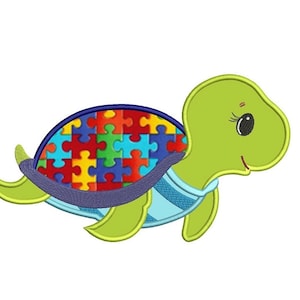 Autism Awareness Turtle Applique Machine Embroidery Digitized Design ...