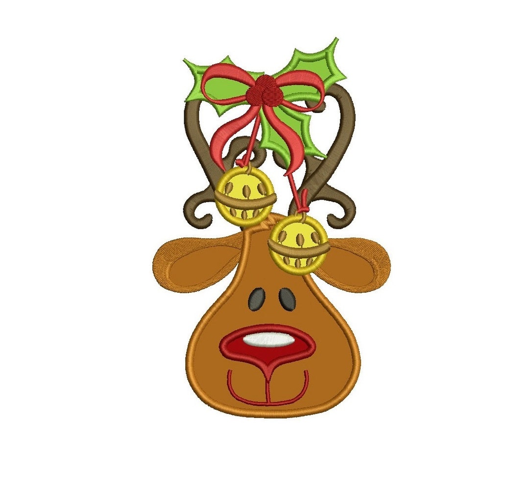 Rudolph Reindeer Christmas Applique Embroidery Digitized Design Pattern ...